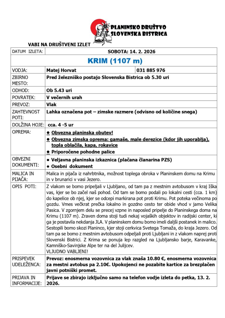 VABILO – KRIM – 14.02.2026